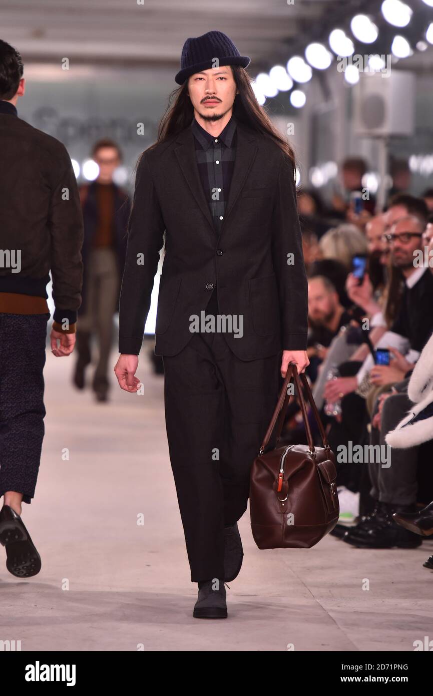 Models on the catwalk at the Oliver Spencer Fashion show, held as part ...