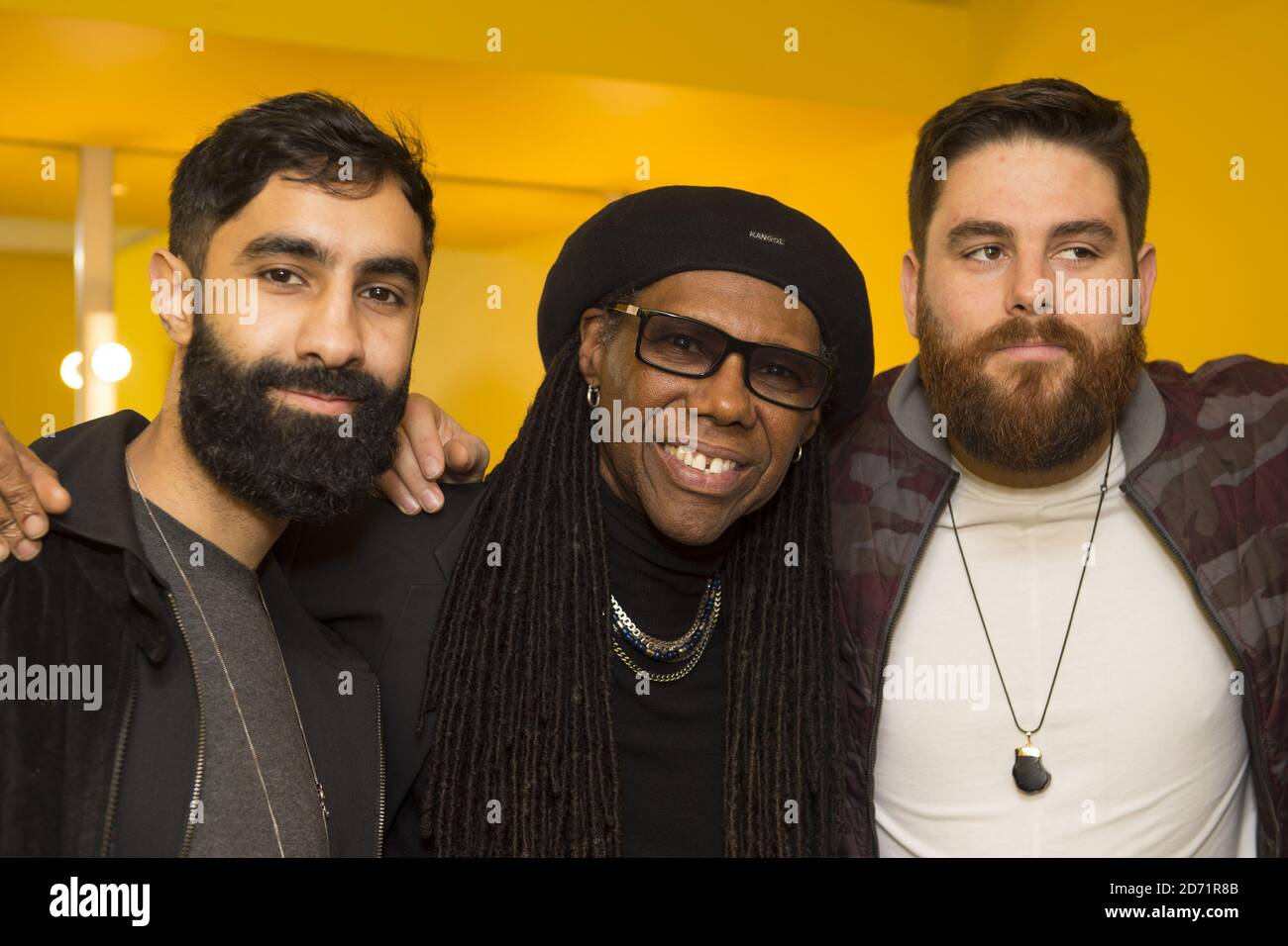 Amir Amor (l) and Piers Agget pictured with Nile Rodgers during the ...
