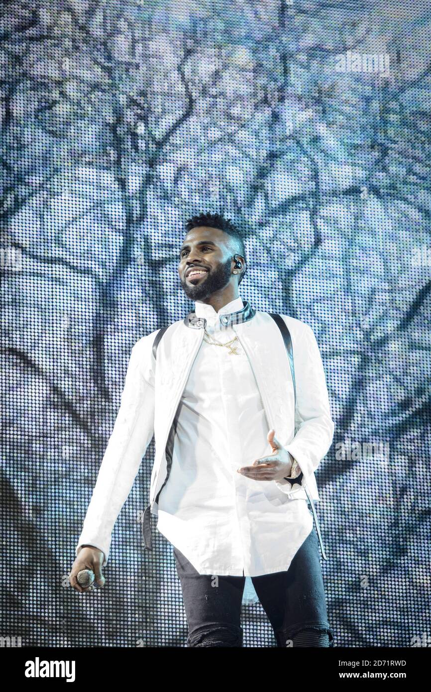 Perrie Edwards of Little Mix performing with Jason Derulo at the O2 ...