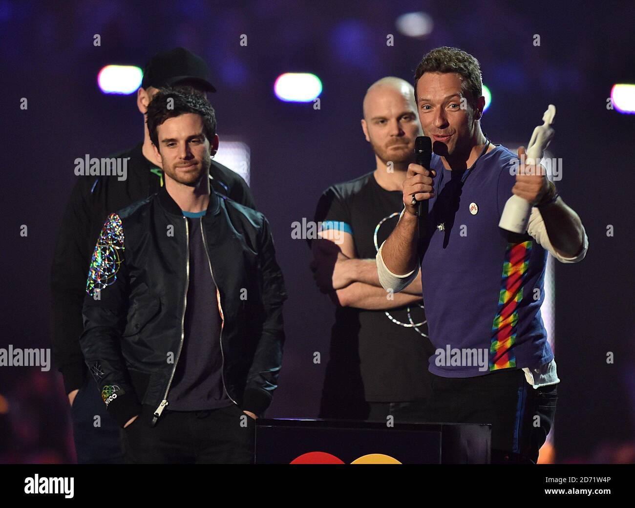 Coldplay with the award for Best British Group on stage during the 2016 ...