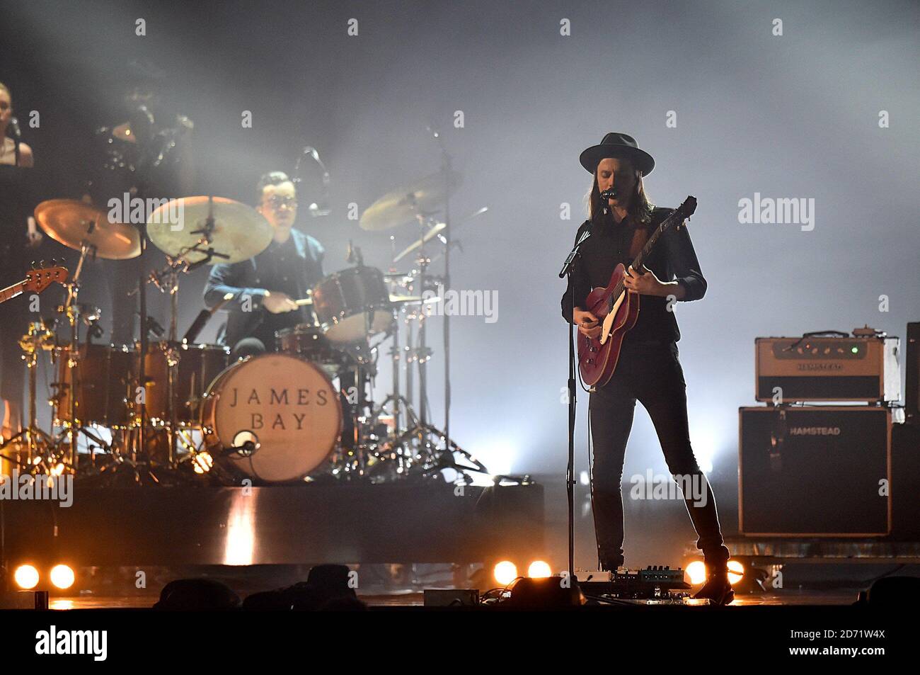 James Bay on stage during the 2016 Brit Awards at the O2 Arena, London ...