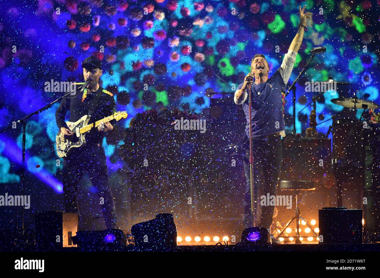 Coldplay on stage during the 2016 Brit Awards at the O2 Arena, London ...