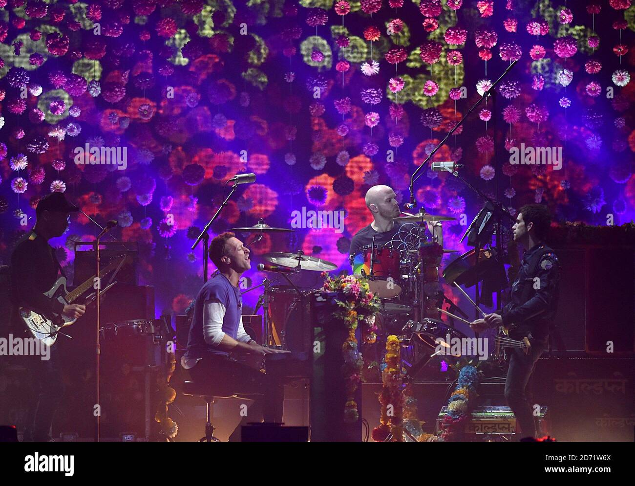 Coldplay on stage during the 2016 Brit Awards at the O2 Arena, London ...