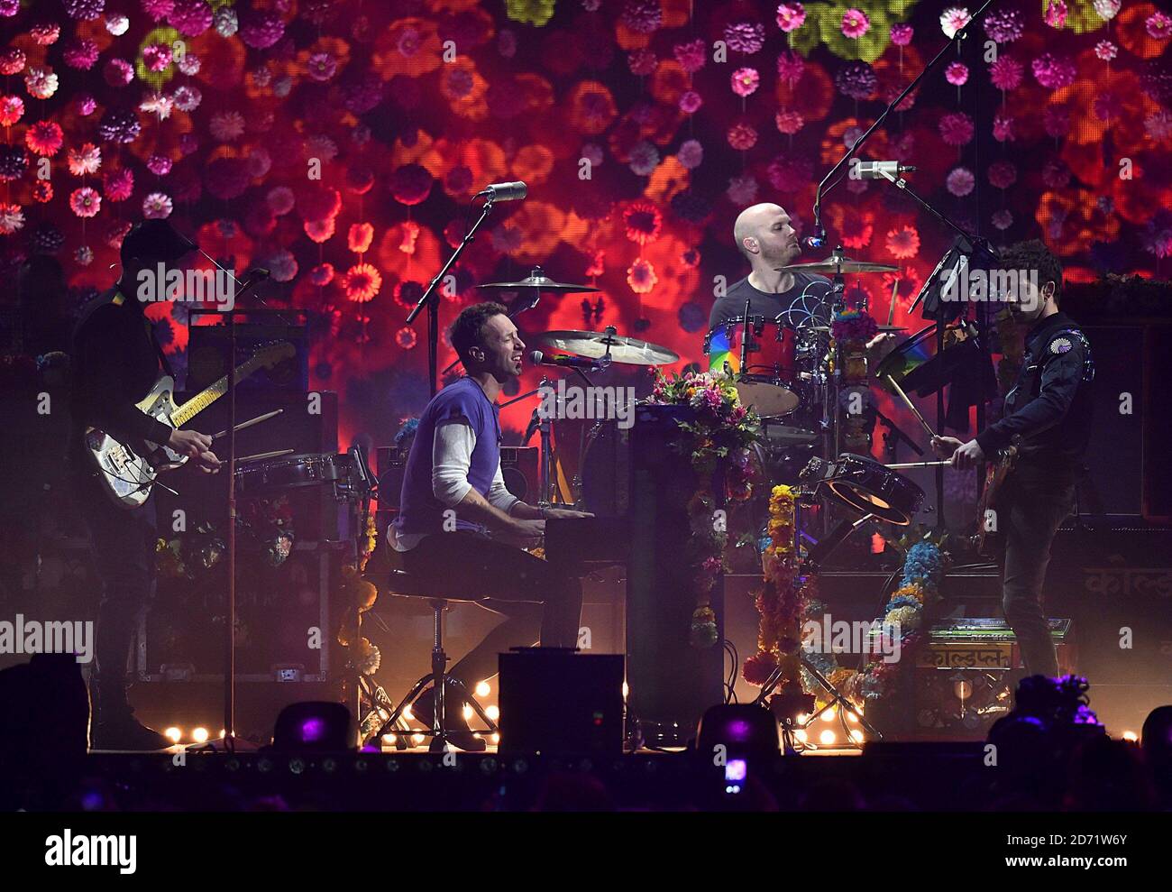 Coldplay on stage during the 2016 Brit Awards at the O2 Arena, London ...