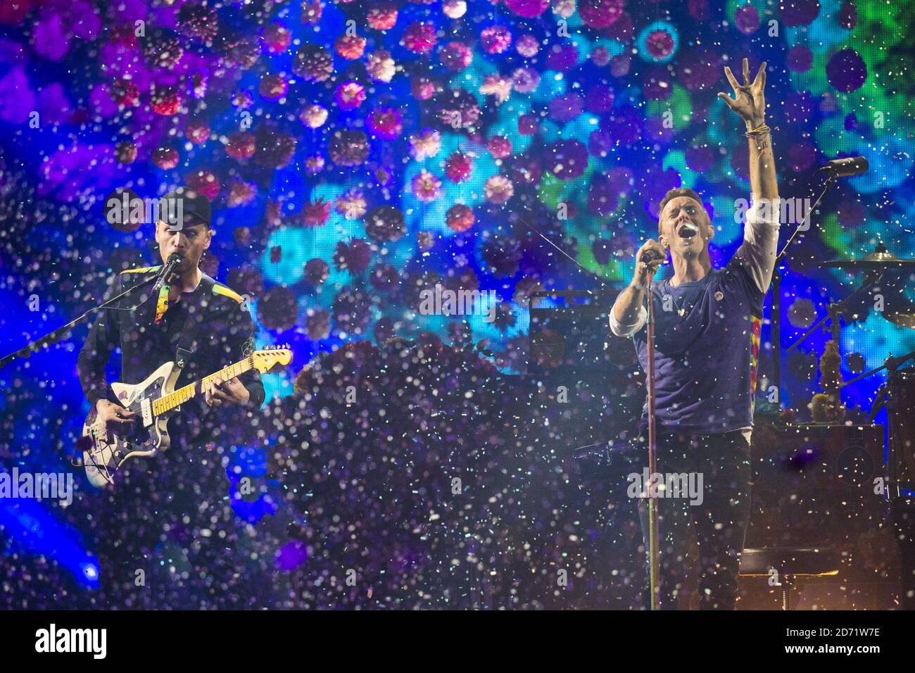 Coldplay on stage during the 2016 Brit Awards at the O2 Arena, London ...