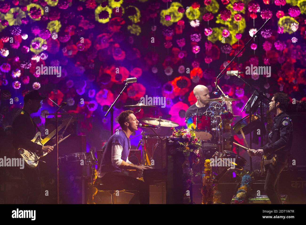 Coldplay on stage during the 2016 Brit Awards at the O2 Arena, London ...