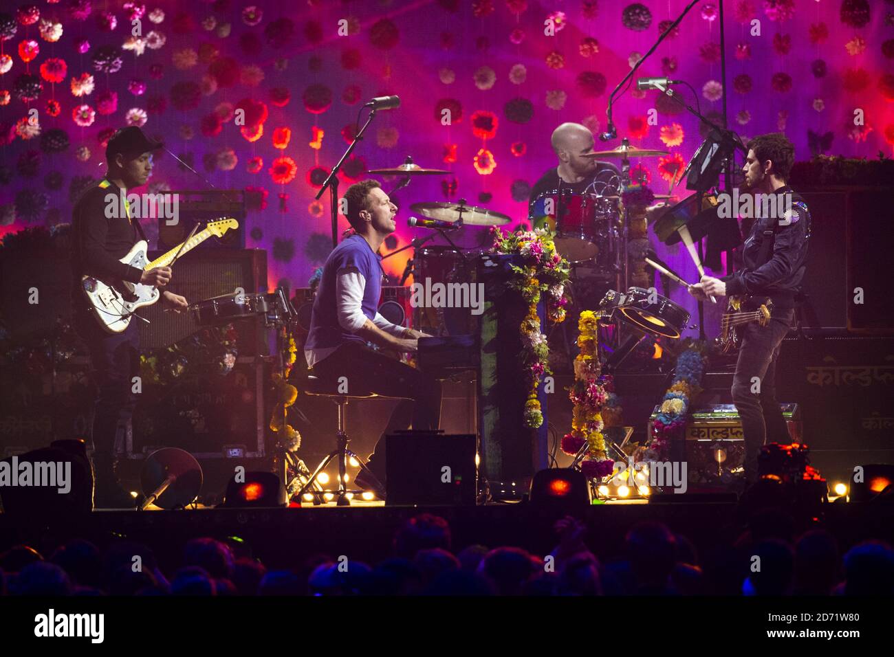 Coldplay on stage during the 2016 Brit Awards at the O2 Arena, London ...