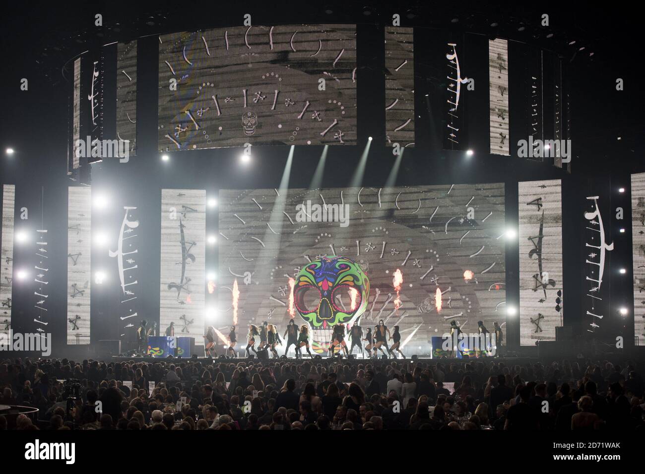 Little Mix on stage at the 2016 Brit Awards at the O2 Arena, London ...