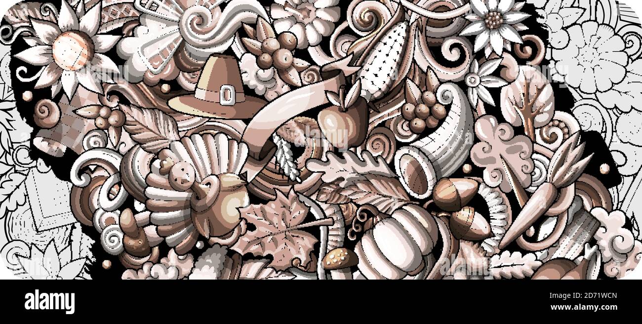 Thanksgiving day doodle illustration Stock Vector Image & Art - Alamy