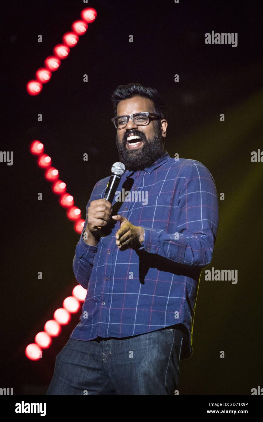 Romesh Ranganathan performing at the Teenage Cancer Trust comedy night ...