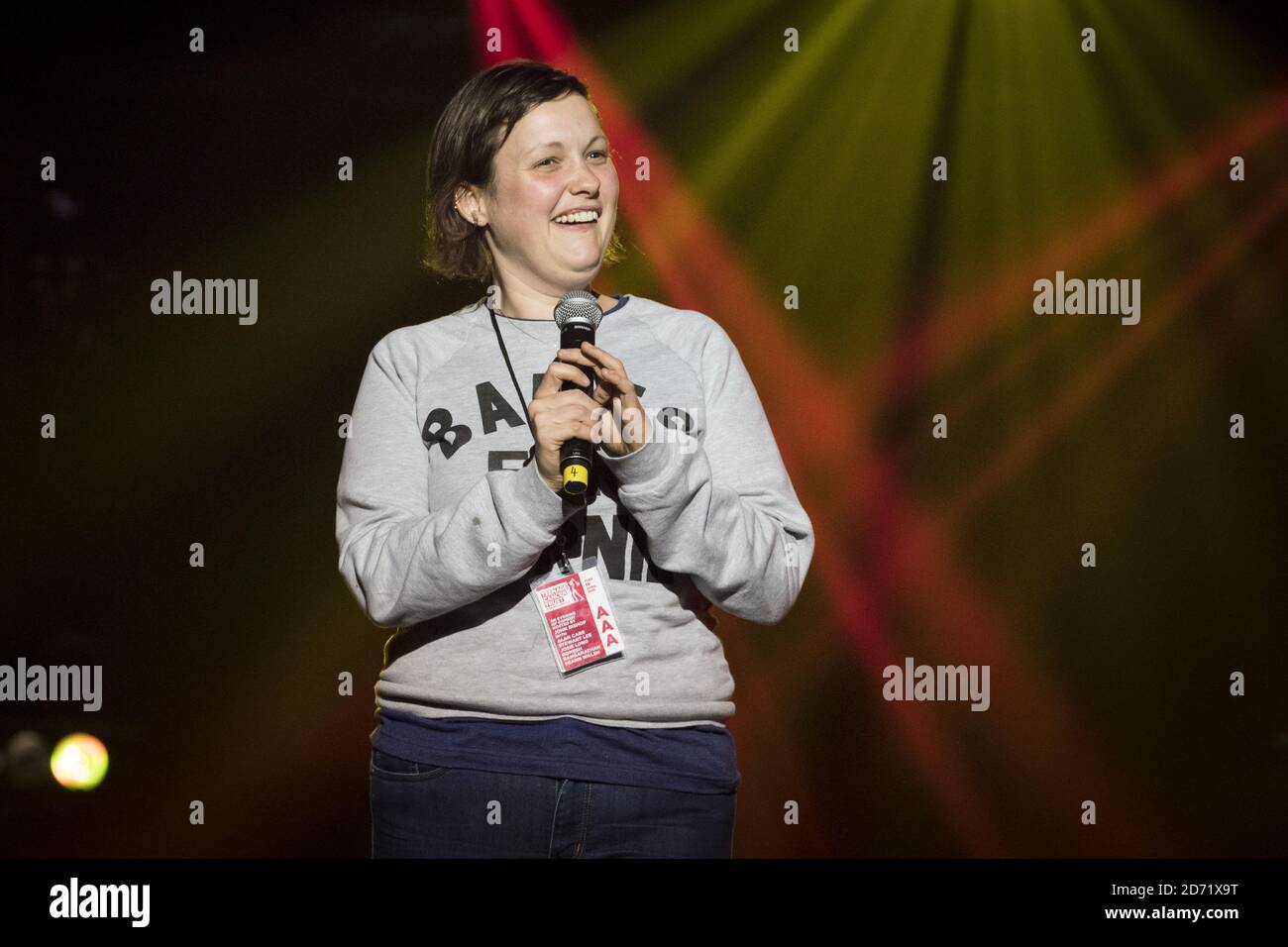Josie Long performing at the Teenage Cancer Trust comedy night, at the ...