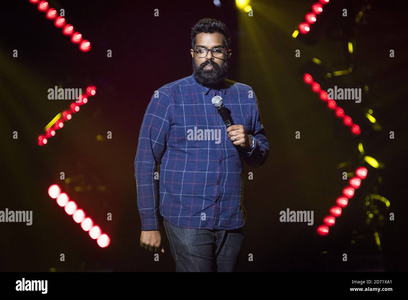 Romesh Ranganathan performing at the Teenage Cancer Trust comedy night ...