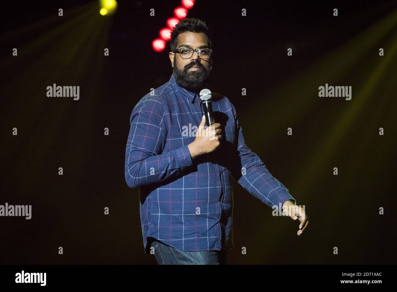 Romesh Ranganathan performing at the Teenage Cancer Trust comedy night ...