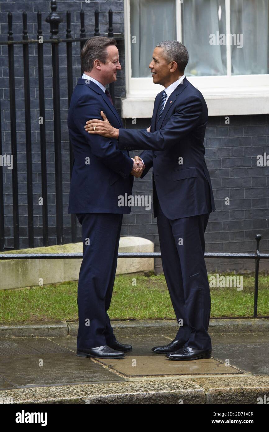 US President Barack Obama arrives at Number 10 Downing Street, London ...