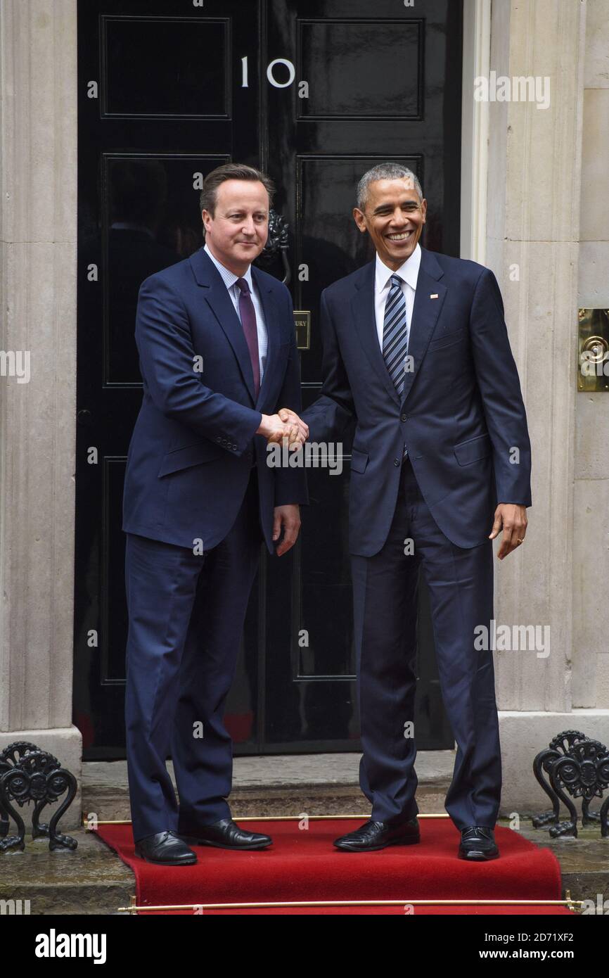 US President Barack Obama arrives at Number 10 Downing Street, London ...