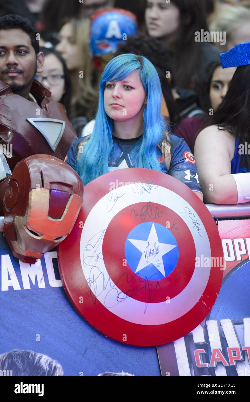 Fans attending the Captain America: Civil War European Premiere held at ...