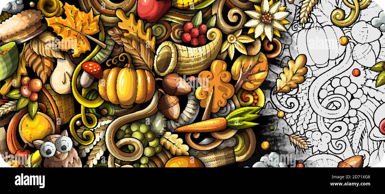 Thanksgiving day doodle illustration Stock Vector Image & Art - Alamy