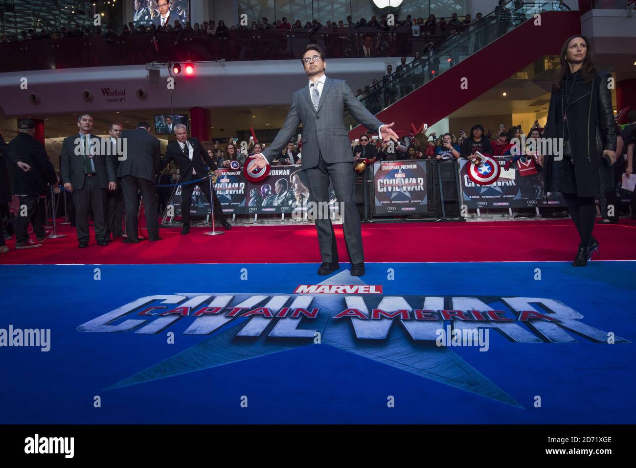 Robert Downey Jr attending the Captain America: Civil War European ...
