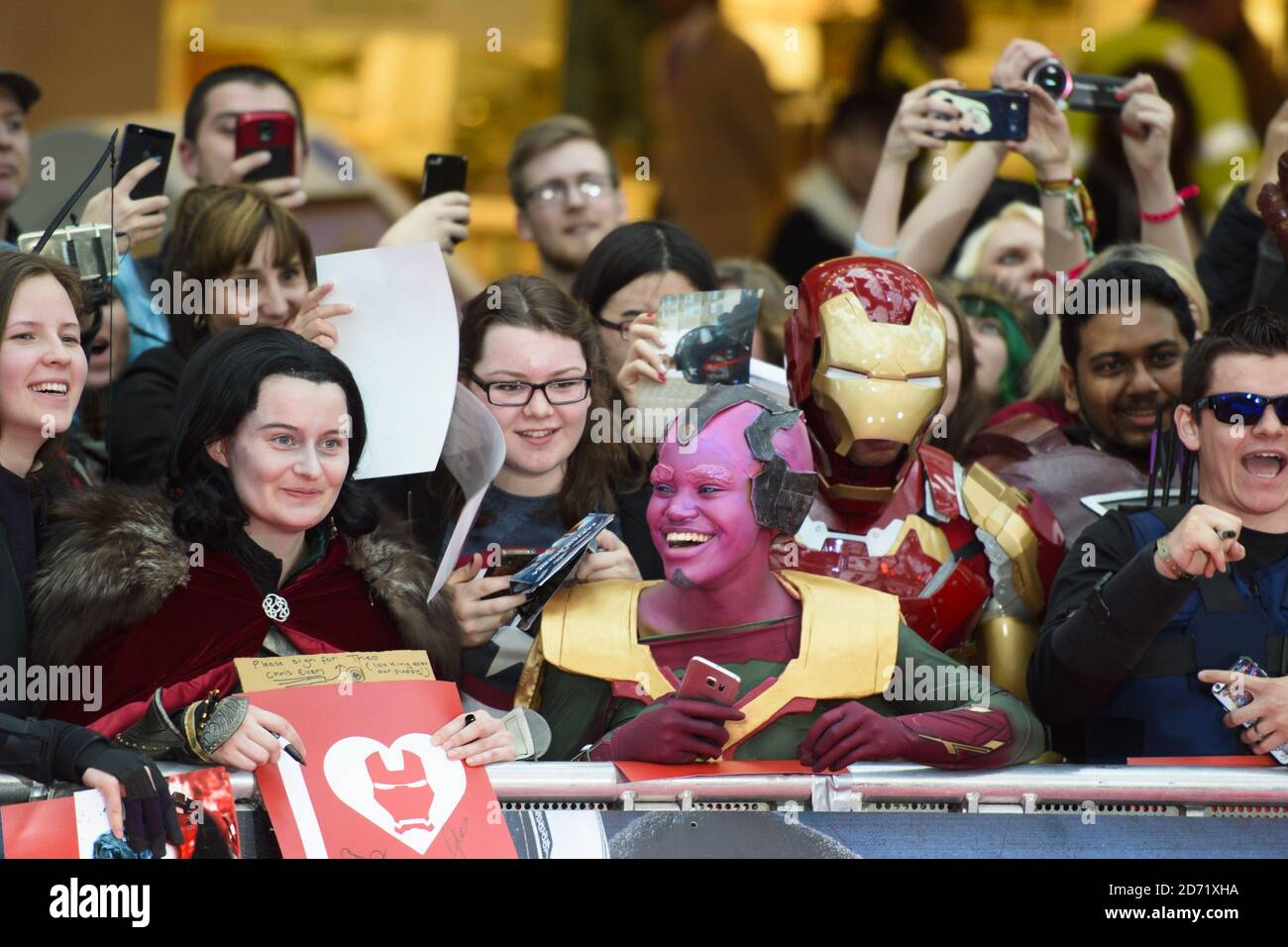 Fans attending the Captain America: Civil War European Premiere held at ...