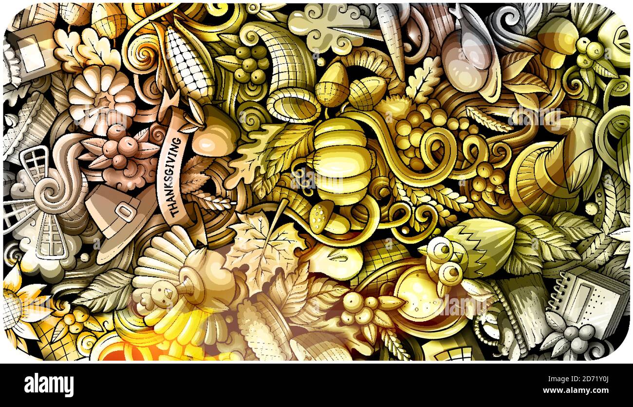 Thanksgiving day doodle illustration Stock Vector Image & Art - Alamy