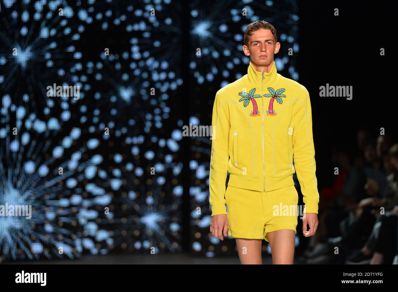 A model on the catwalk at the Top Man Design fashion show, held at the ...