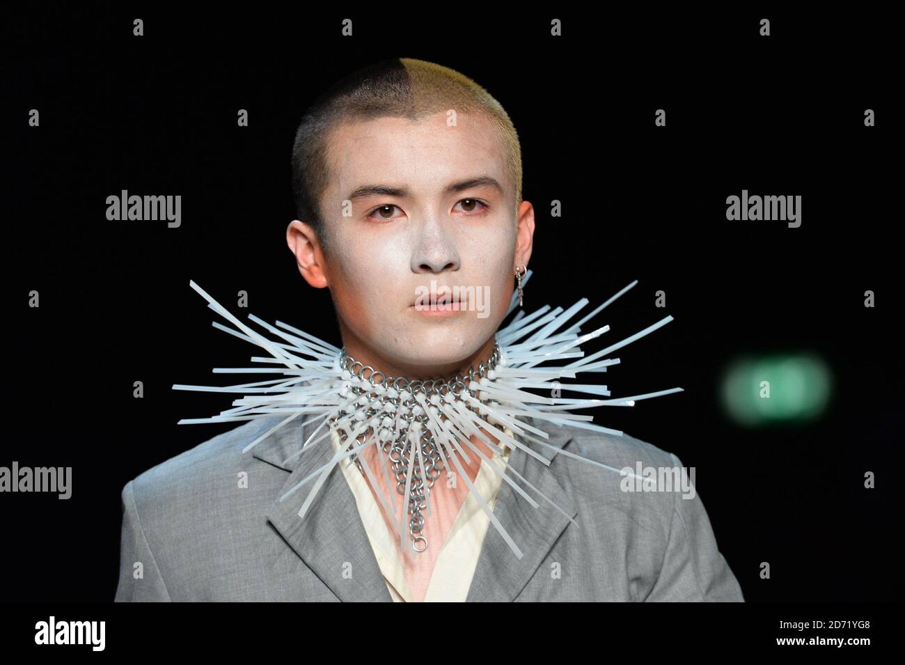 A model wears a design by Charles Jeffrey Loverboy during the MAN ...