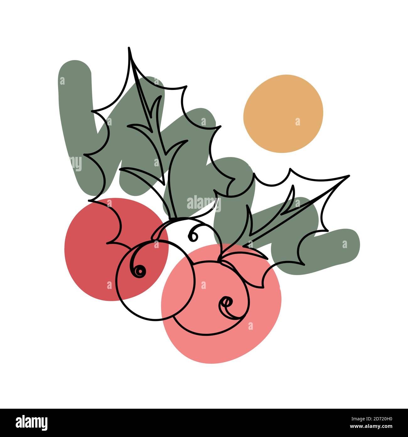 Christmas berries in a hand drawn linear style Stock Vector Image & Art ...