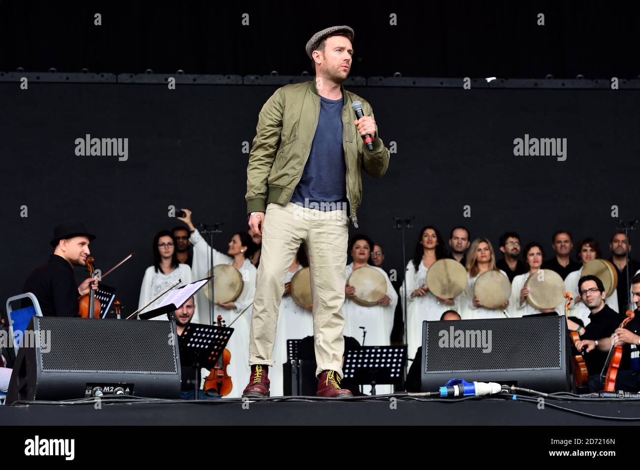 Damon Albarn introduces the Orchestra of Syrian Musicians, on the ...