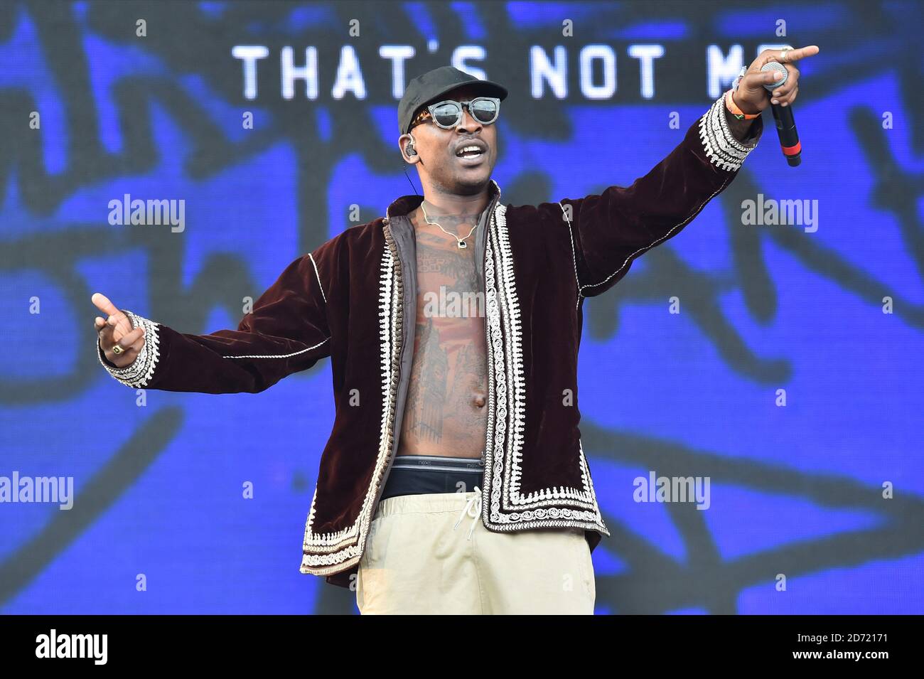 Skepta performing on the Other Stage at the Glastonbury Festival, at ...