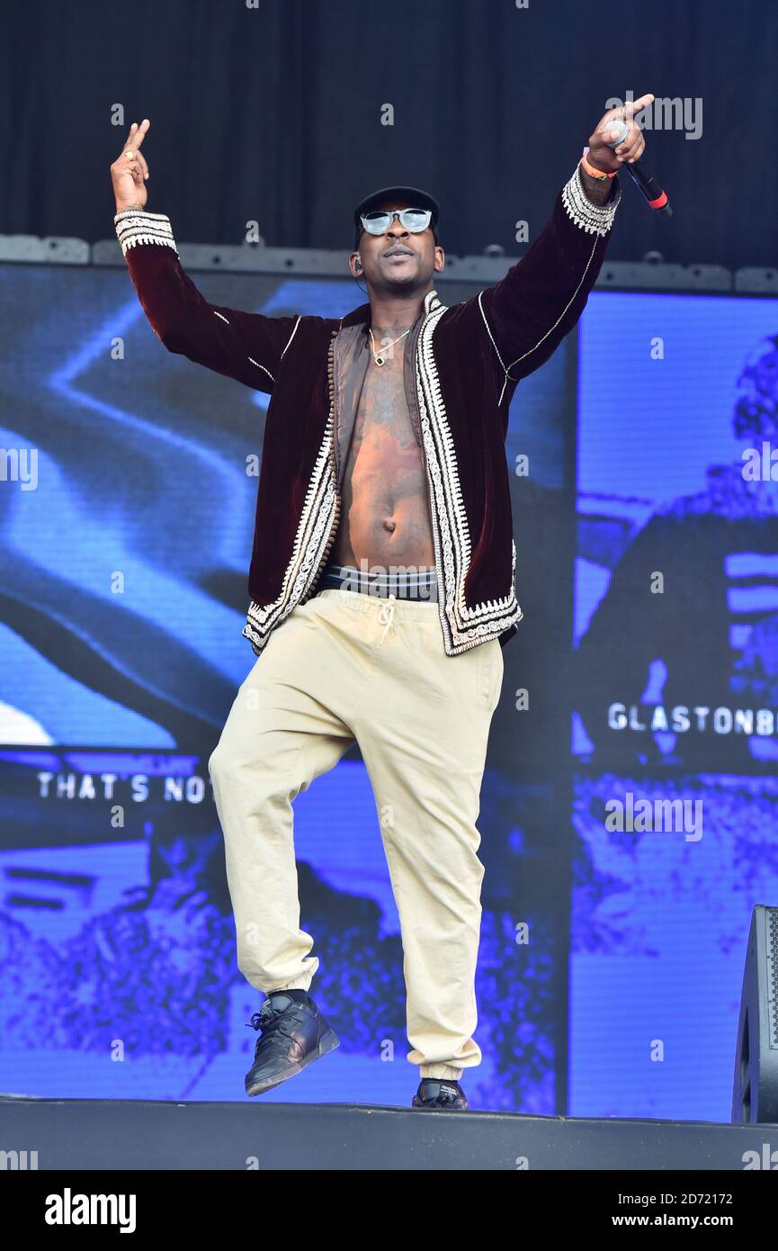 Skepta performing on the Other Stage at the Glastonbury Festival, at ...