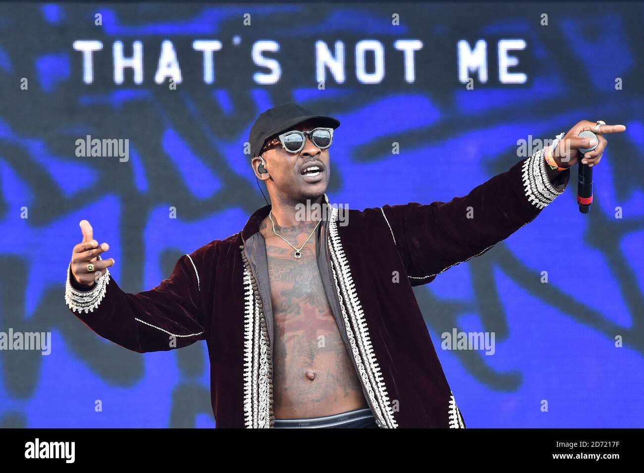 Skepta performing on the Other Stage at the Glastonbury Festival, at ...