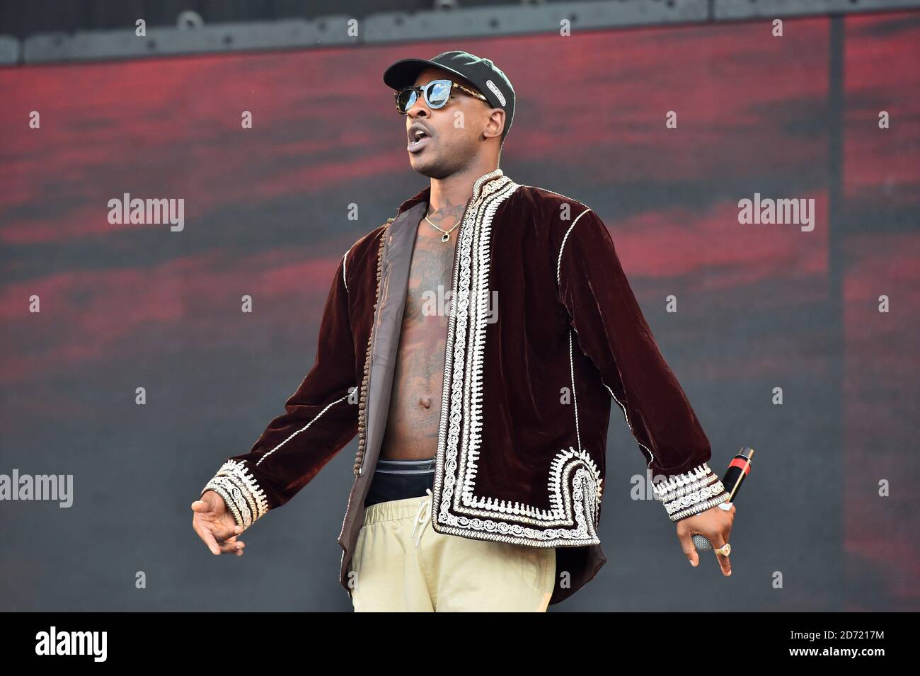 Skepta performing on the Other Stage at the Glastonbury Festival, at ...