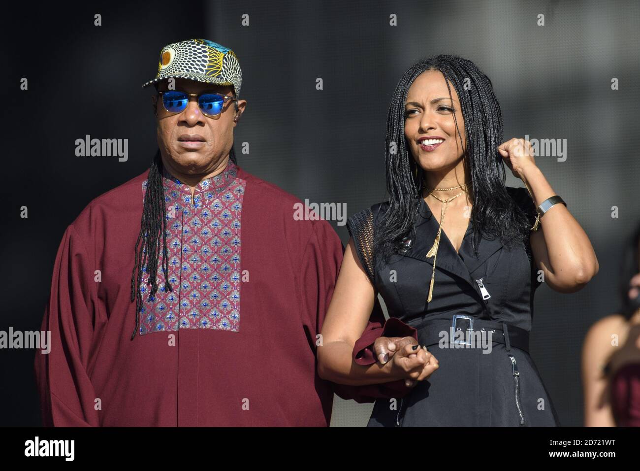 Stevie Wonder and singer Wayna Wondwossen performing at the British ...