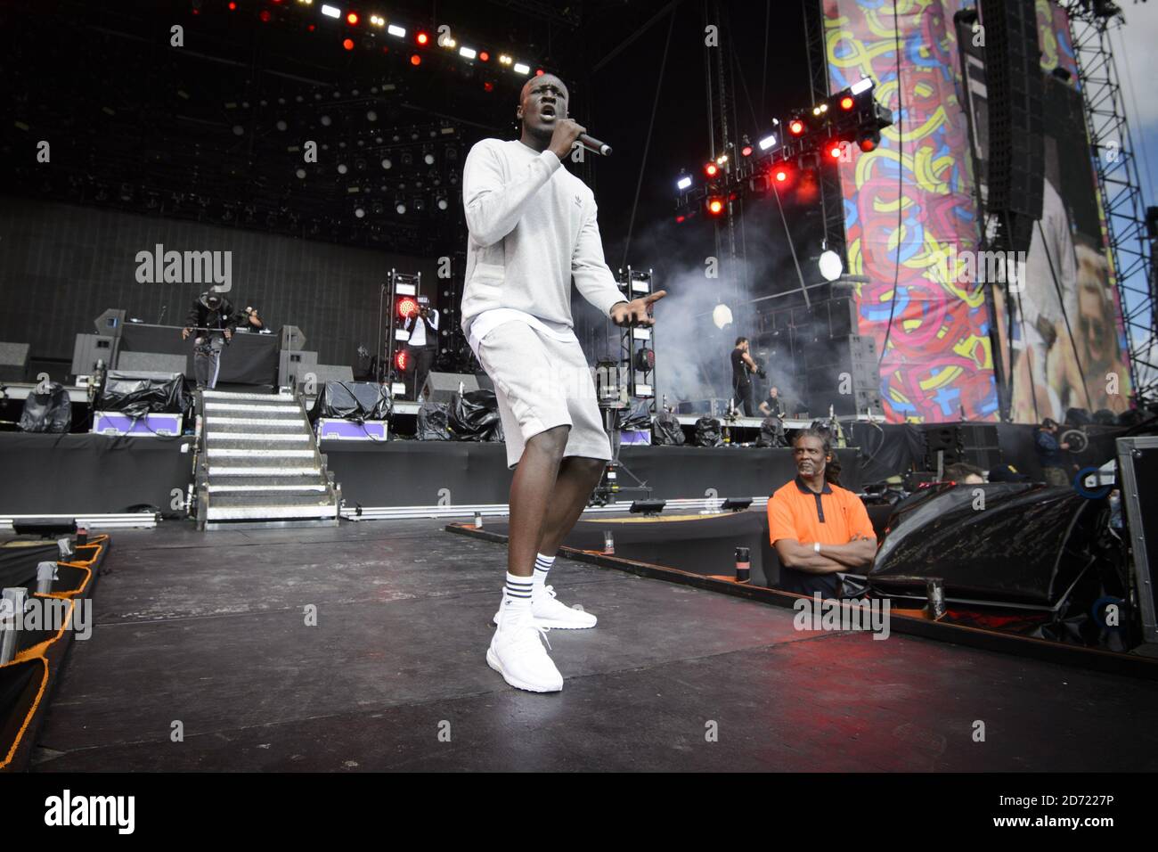 Stormzy performing on the Main Stage during the V Festival at Hylands ...