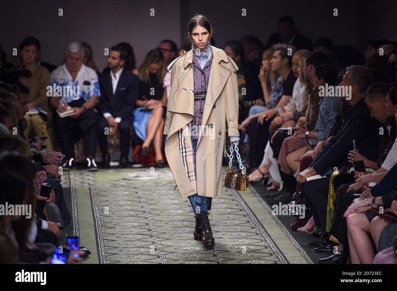 Models on the catwalk during the Burberry Spring/Summer 2017 London ...