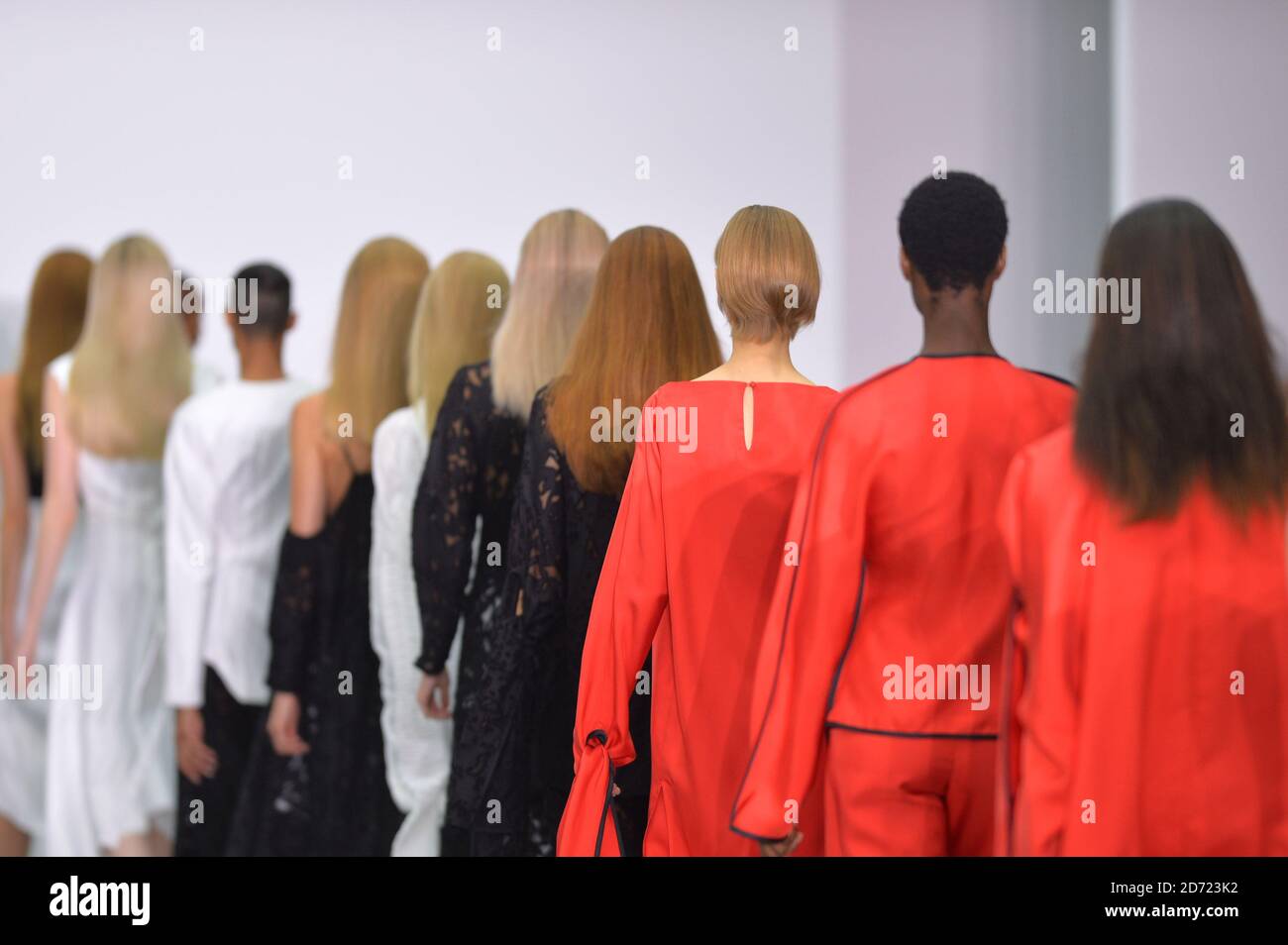 Catwalk runway half length mid back view models modelling runway hi-res ...