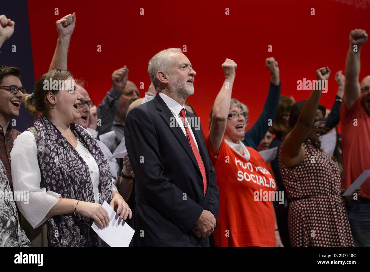 Labour party shadow cabinet singing the red flag hi-res stock ...