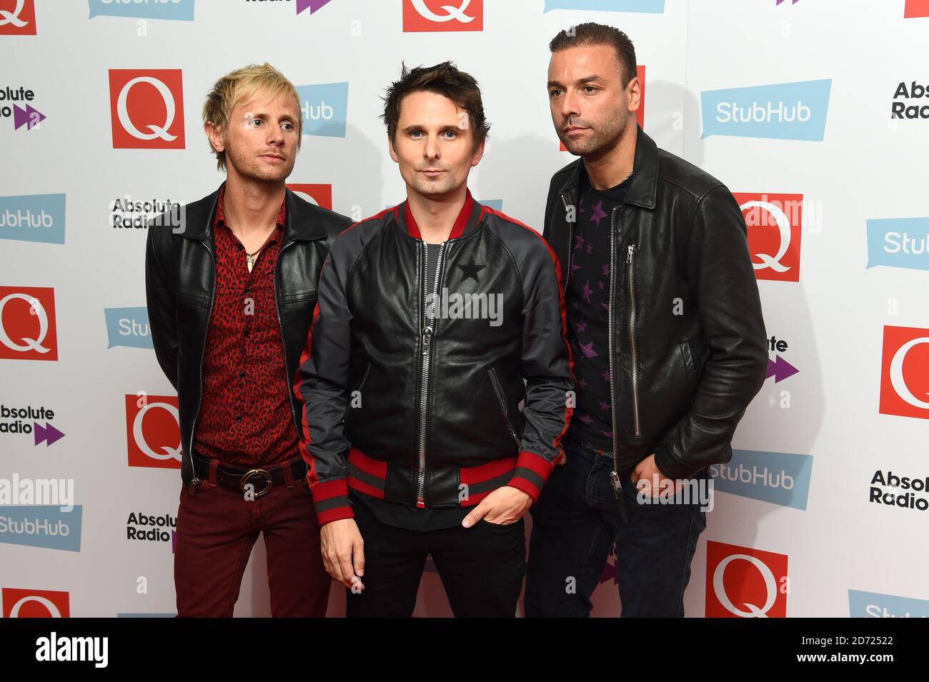 Muse (lead singer Matt Bellamy, centre) attending the Q Awards, at the ...
