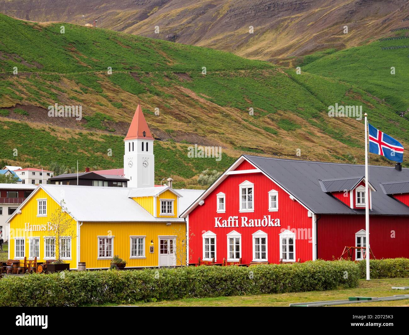Siglufjoerdur on the Trollaskagi peninsula in iceland. europe, northern ...