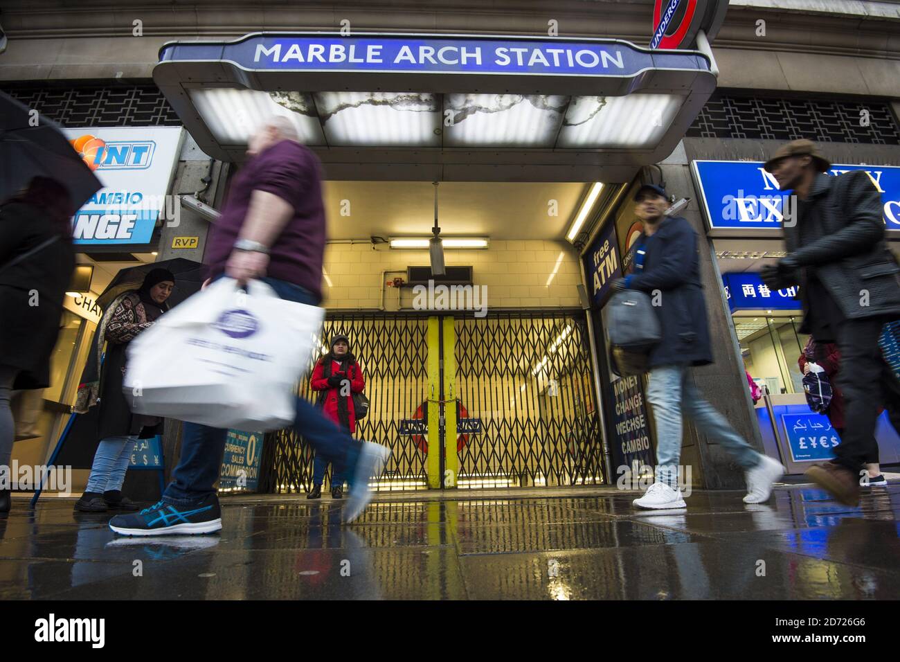 Marble Arch station in London is closed, as Underground workers in the ...