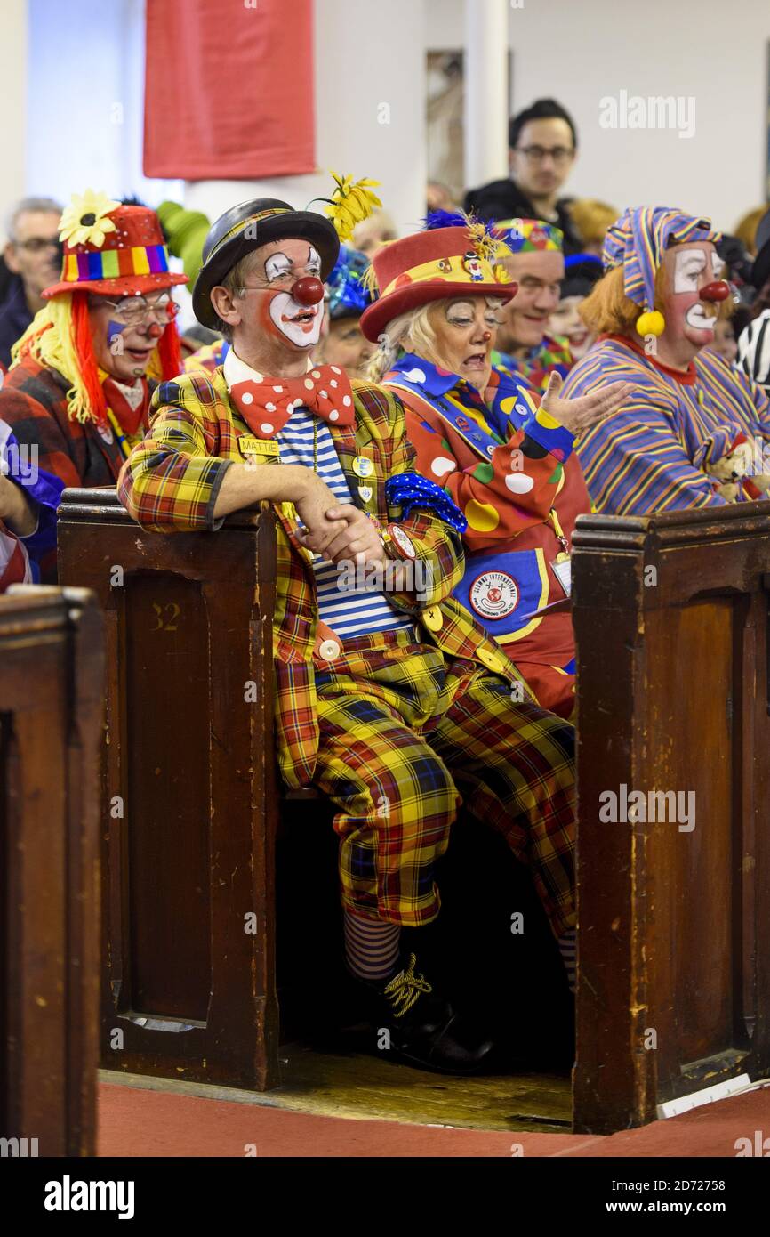 Clowns pictured attending the Clowns Annual Grimaldi Service, at All ...