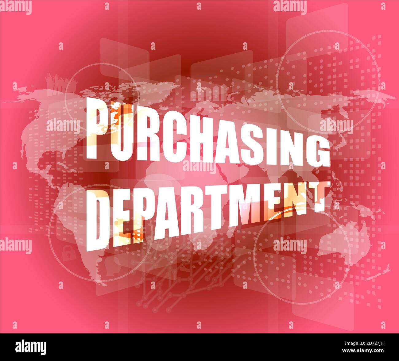 purchasing department words on digital screen with world map Stock ...