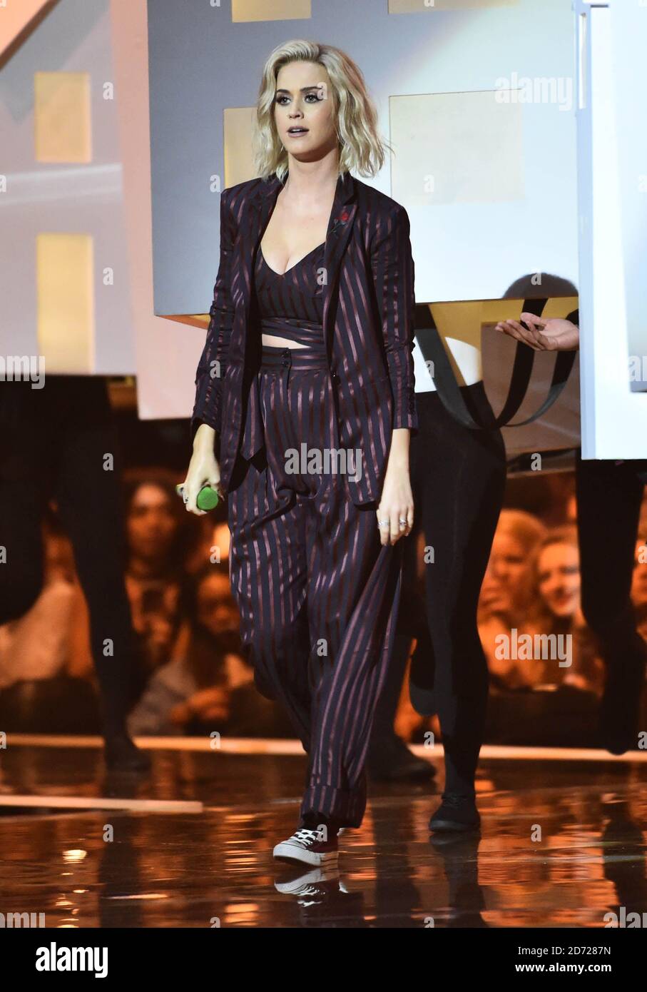 Katy Perry on stage at the BRIT Awards 2017, held at The O2 Arena, in ...