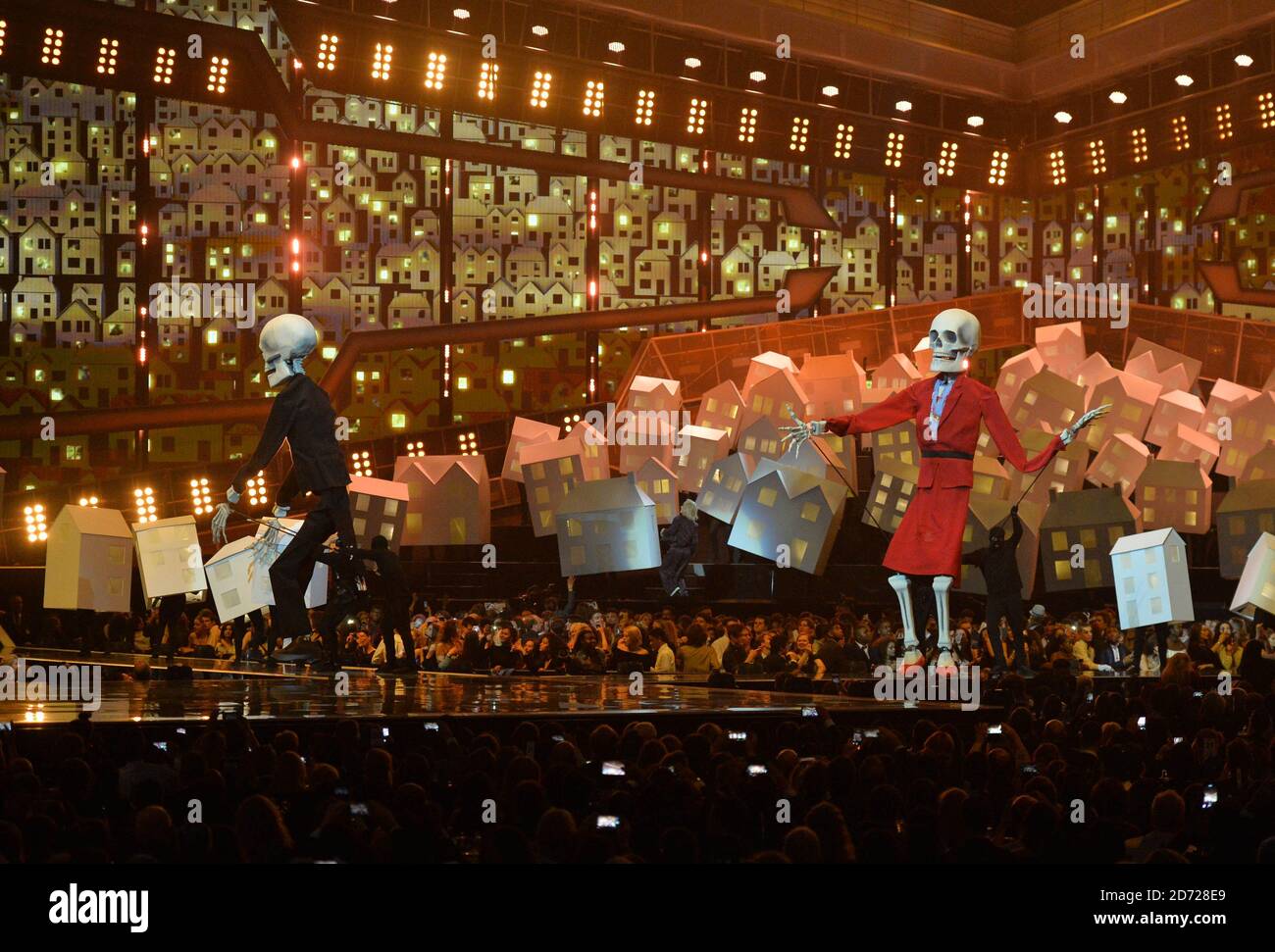 Katy Perry on stage at the BRIT Awards 2017, held at The O2 Arena, in ...