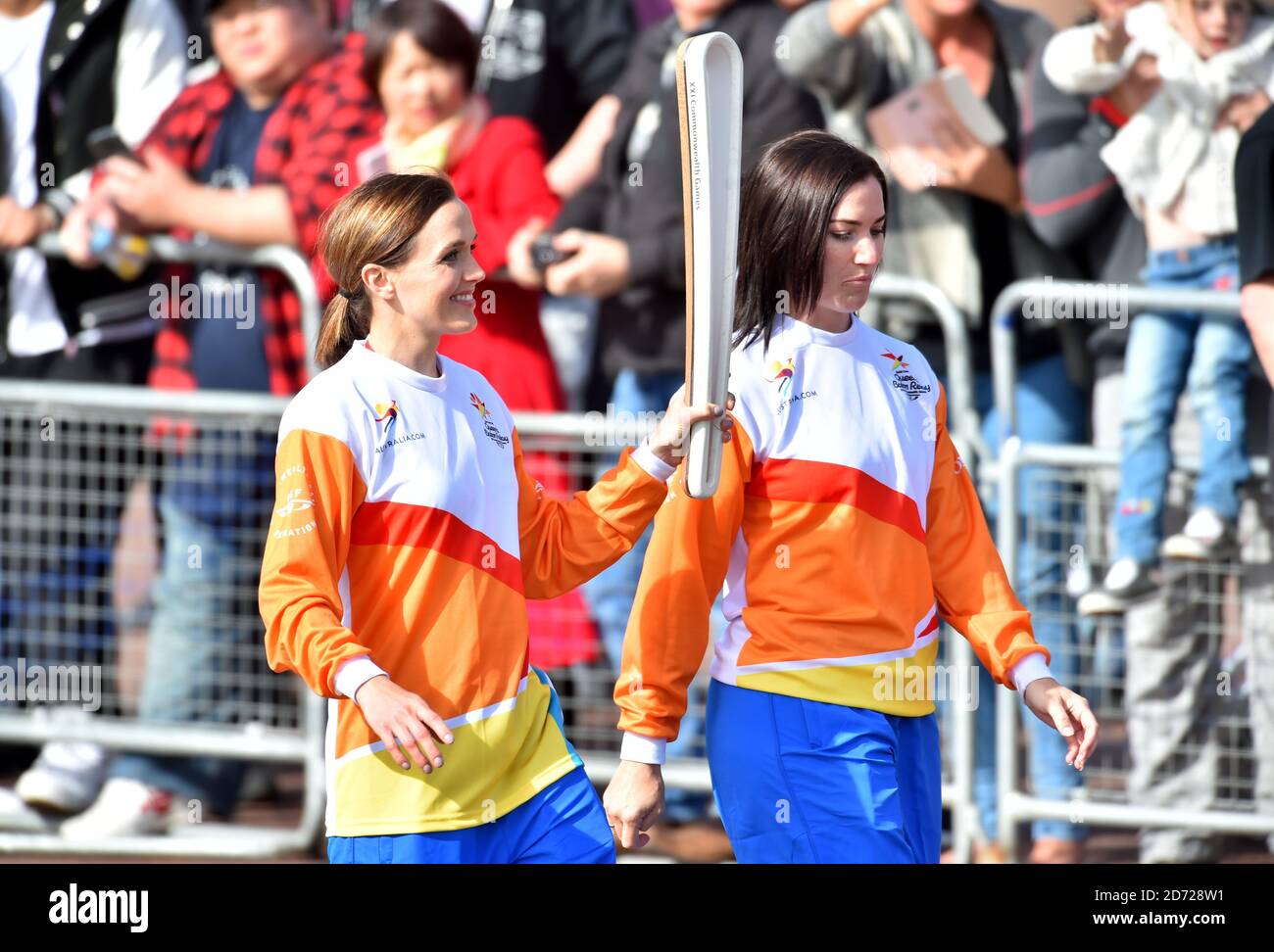 Victoria Pendleton and Anna Meares during The Queen's Baton Relay ...