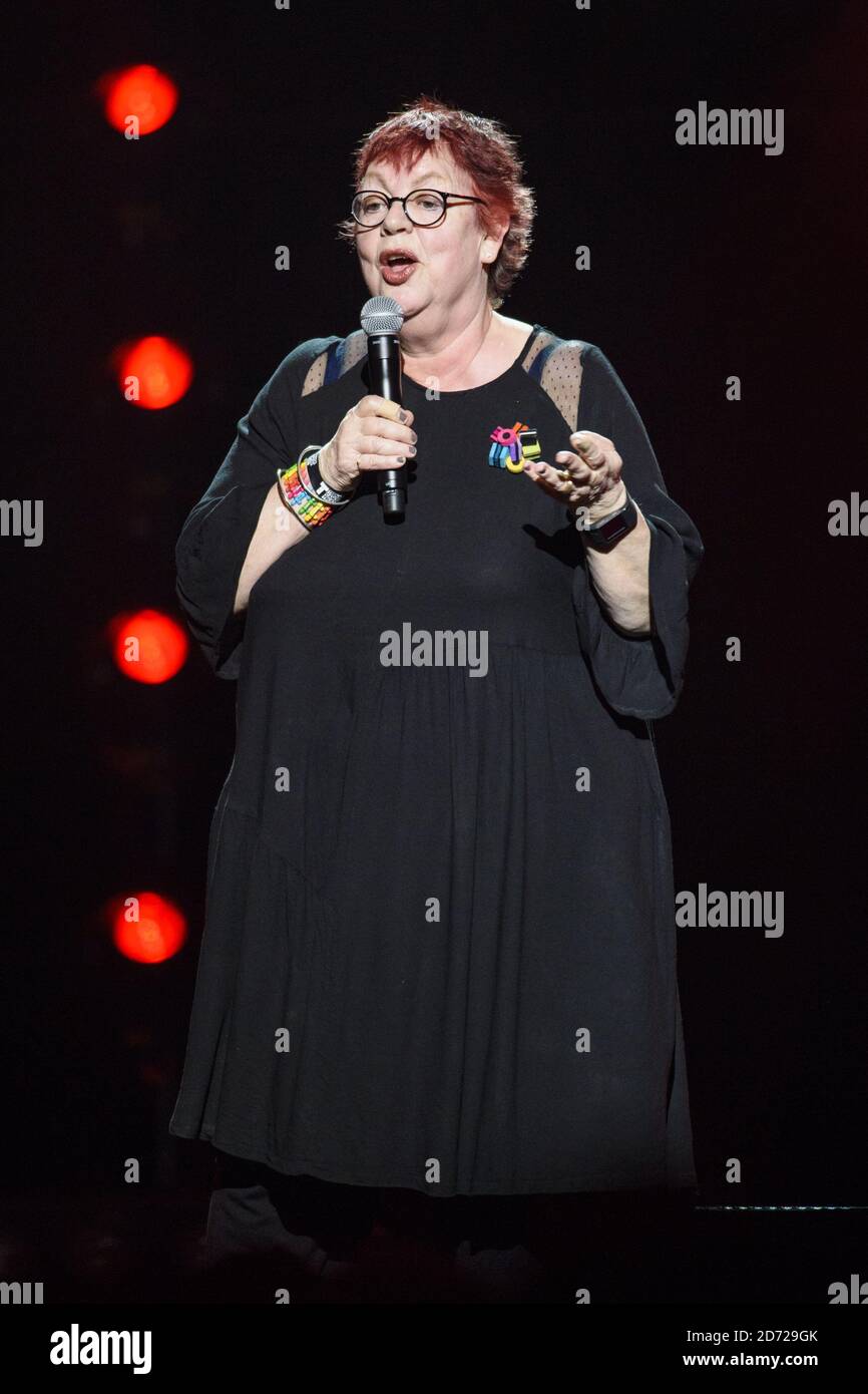Jo Brand performing on stage at the Royal Albert Hall in London for the ...