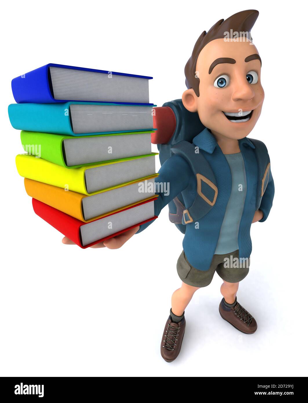 Fun illustration of a 3D cartoon backpacker Stock Photo - Alamy