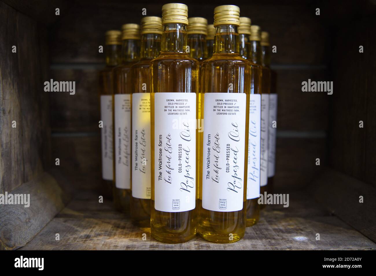 Rapeseed Oil bottles for sale on the Waitrose Leckford Estate in ...