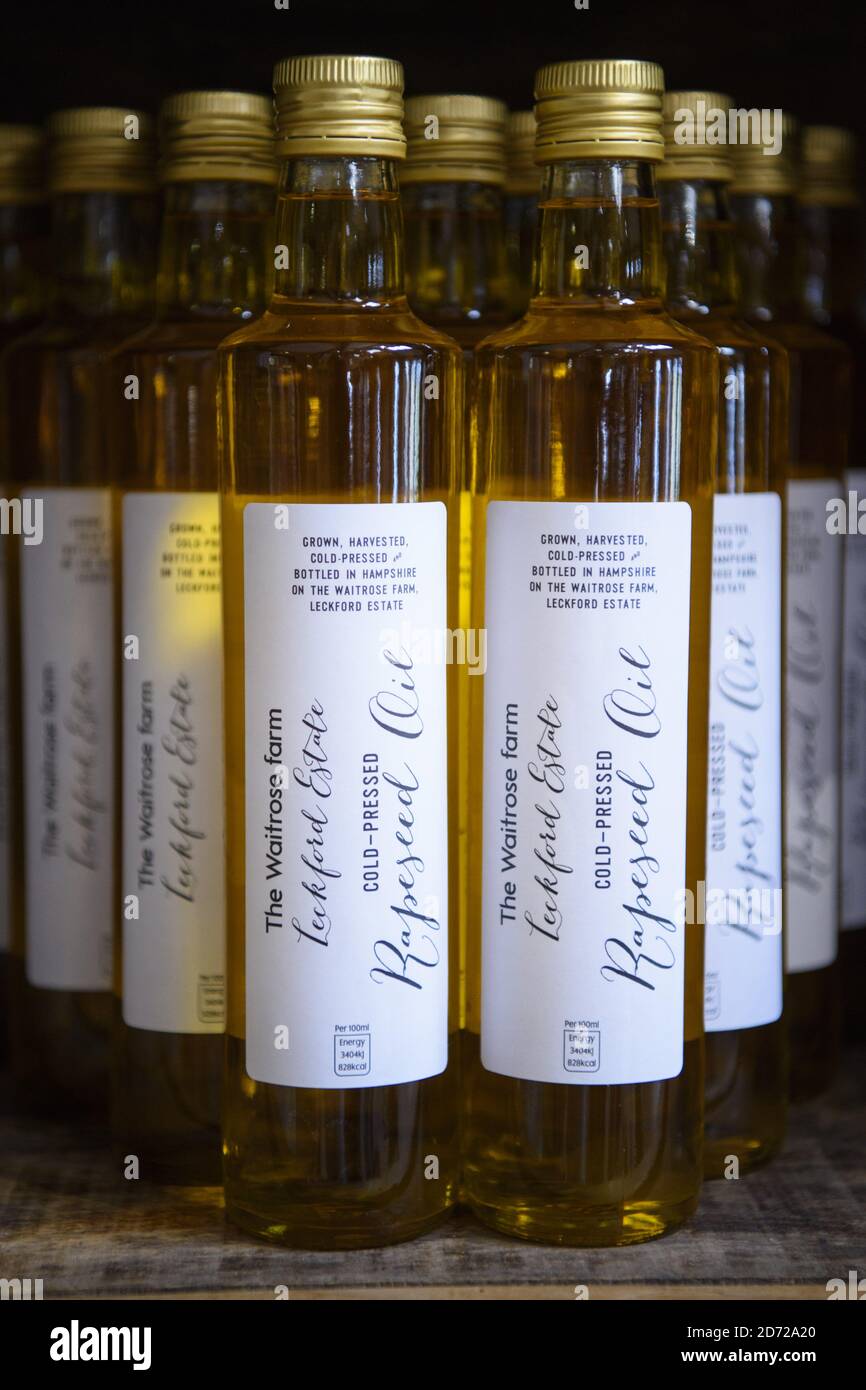 Rapeseed Oil bottles for sale on the Waitrose Leckford Estate in ...