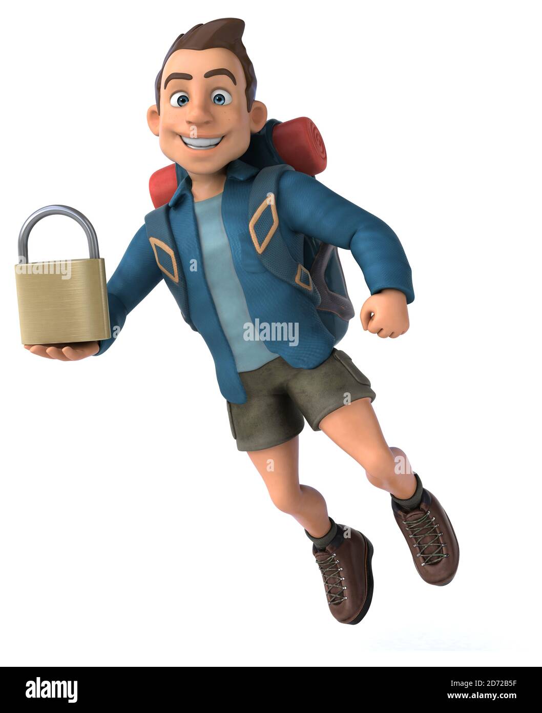 Fun illustration of a 3D cartoon backpacker Stock Photo - Alamy